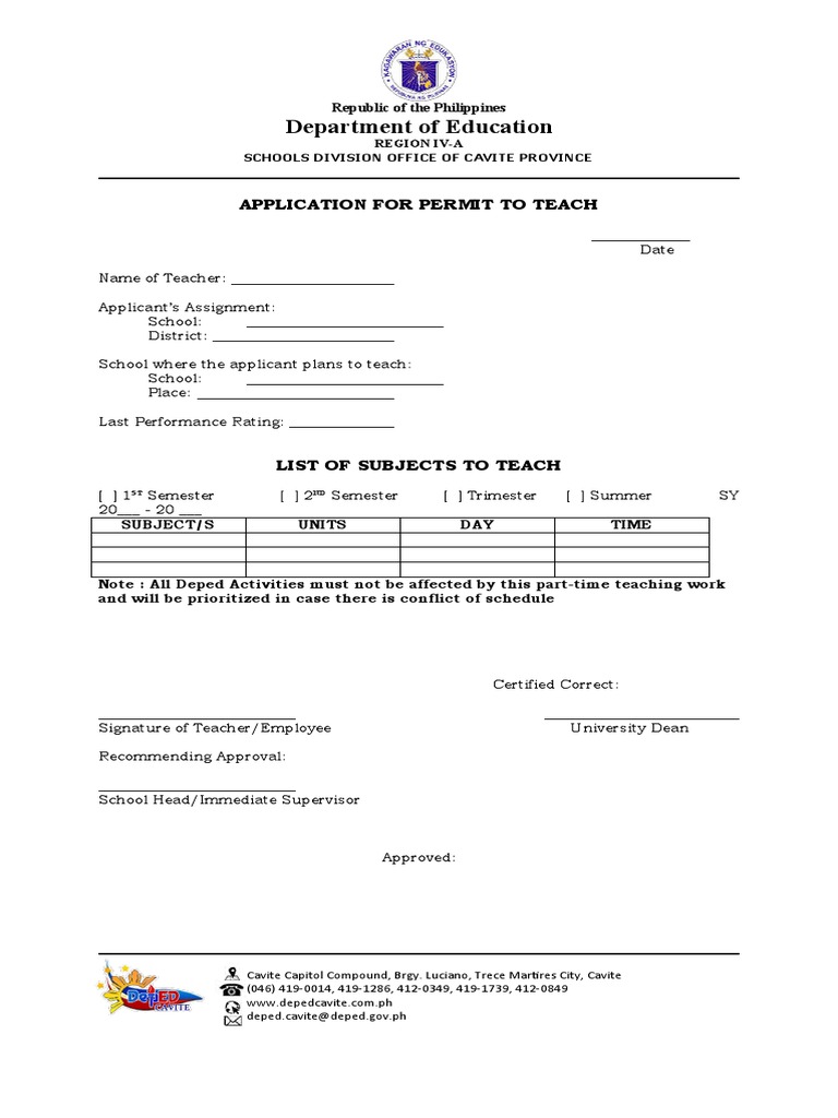 Permit To Teach Updated | PDF