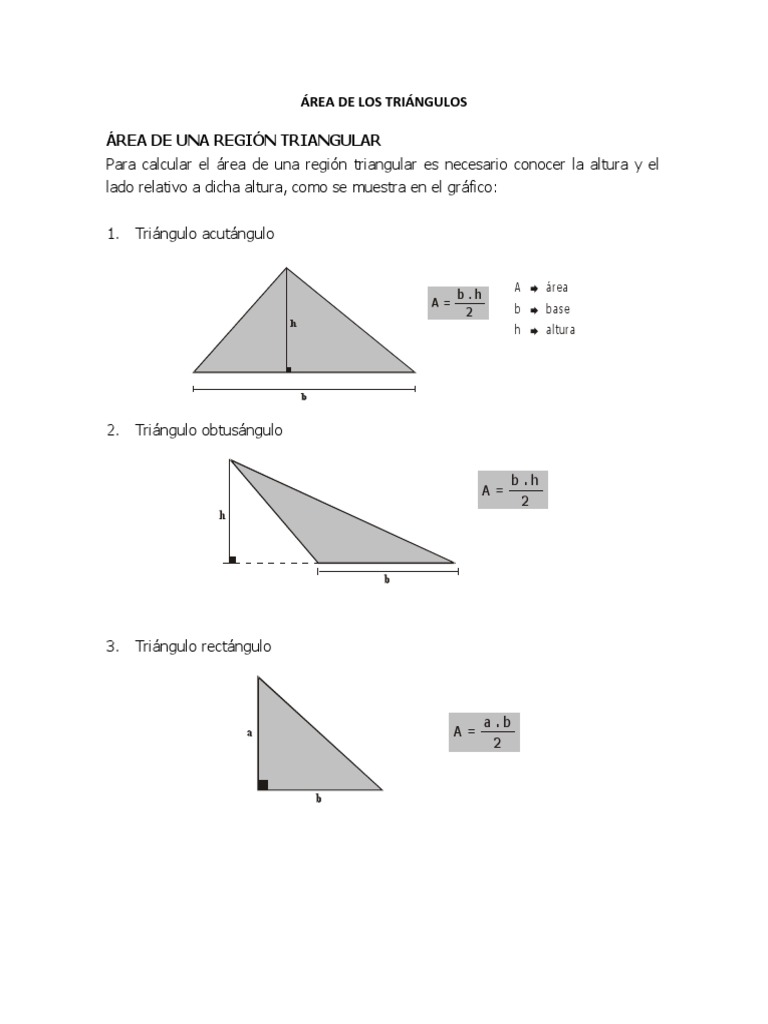 Área de Los Triángulos 1 | PDF | Triángulo | Matemática Elemental