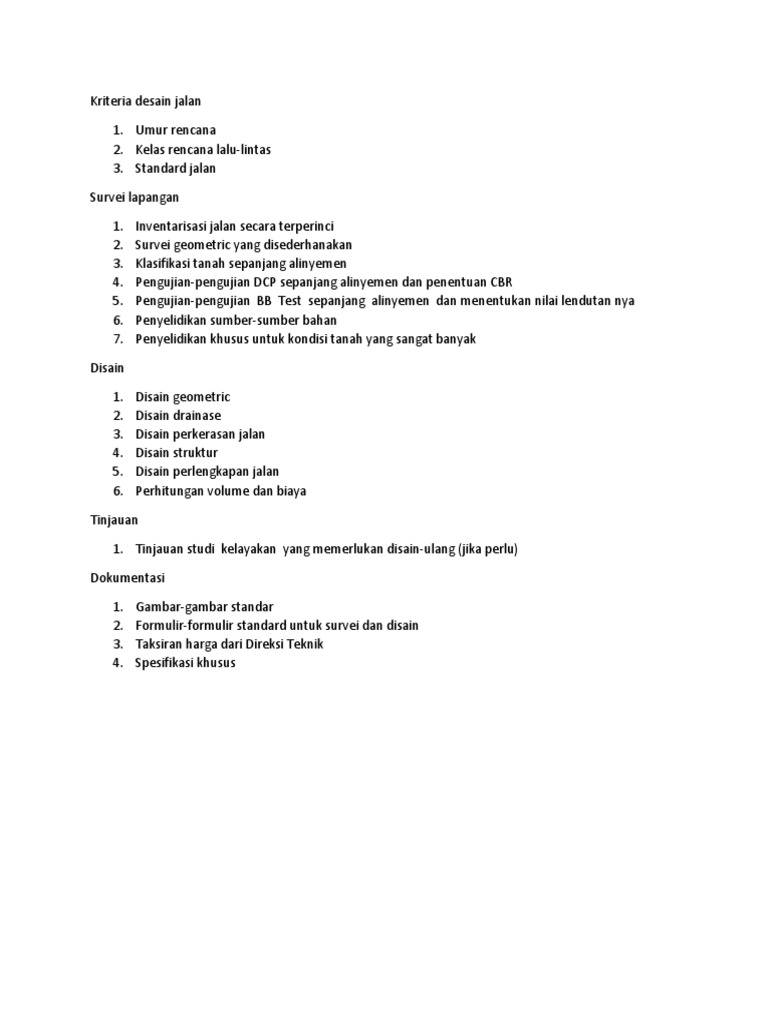 Kriteria Desain Jalan | PDF