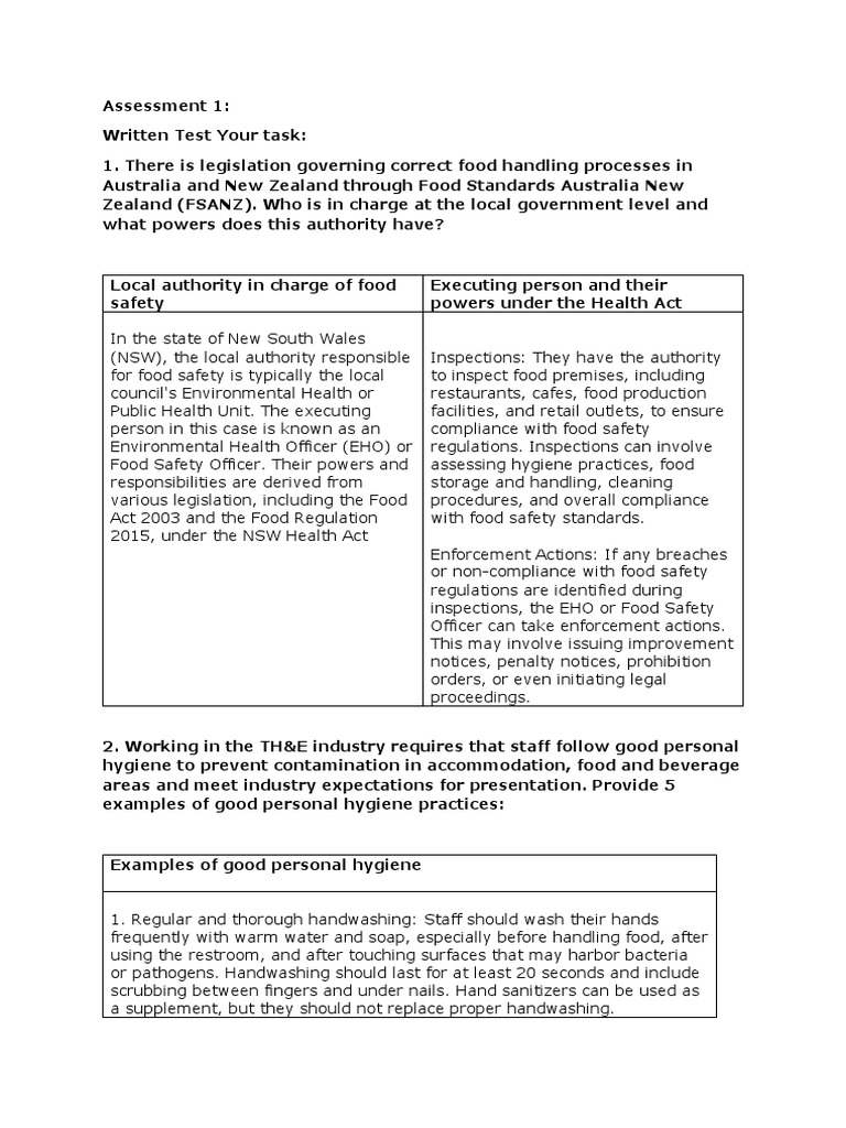 SITXFSA005 - Use Hygienic Practices For Food Safety PDF | PDF SITXFSA005 - Use Hygienic Practices For Food Safety PDF | PDF