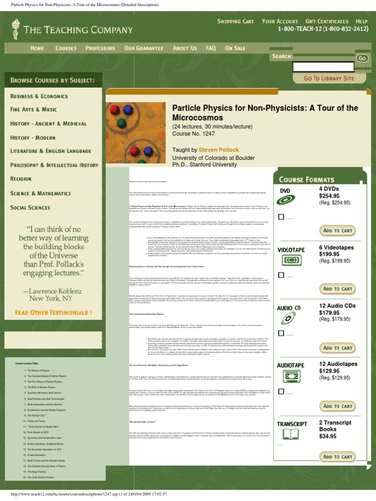 Particle Physics For Non-Physicists - A Tour of The Microcosmos (Detailed Description) | PDF ...