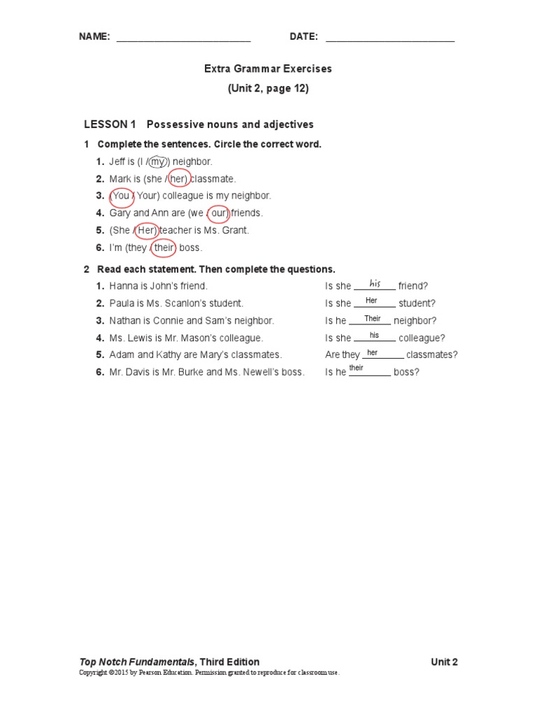 UNIT 02 Extra Grammar Exercises | PDF | Linguistic Typology | Syntax