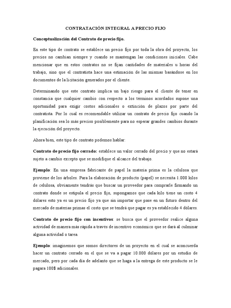 Contratación Integral a Precio Fijo | PDF