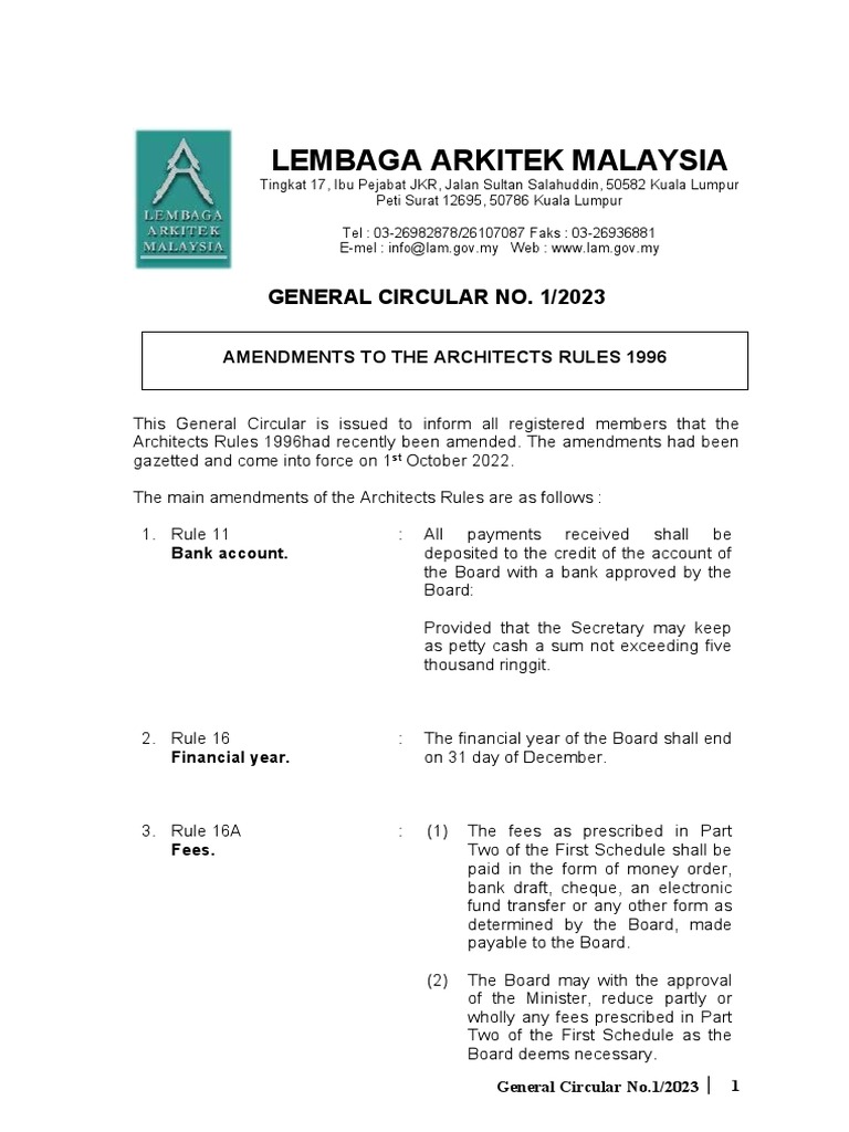 Amendments to Architects Rules 2023 | PDF