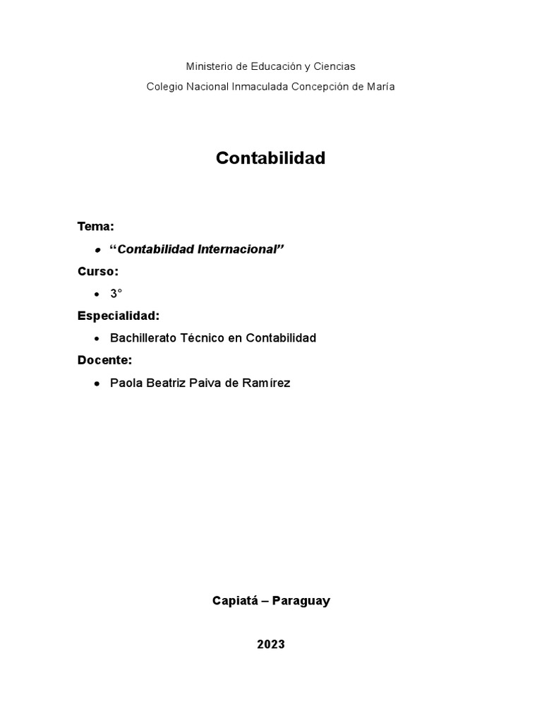Contabilidad Internacional - Grupo 1 | PDF | normas internacionales de ...