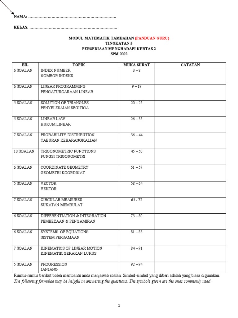 Score in Addmath Paper 2 SPM 2022 (Answer Scheme) | PDF