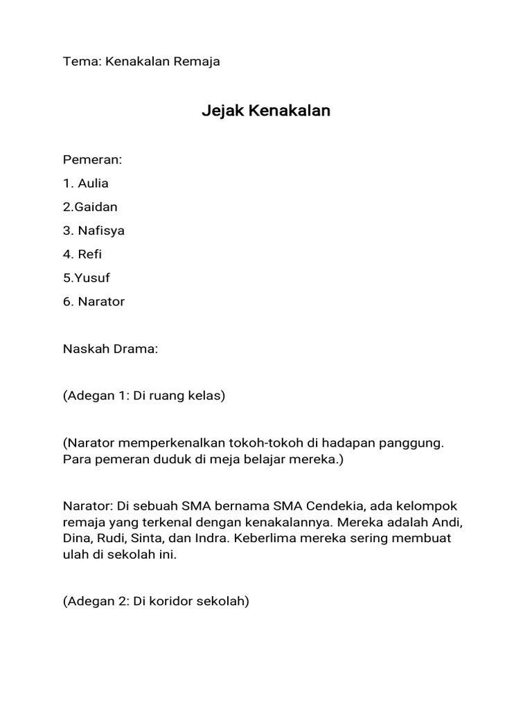Naskah Drama Kenalan Remaja | PDF