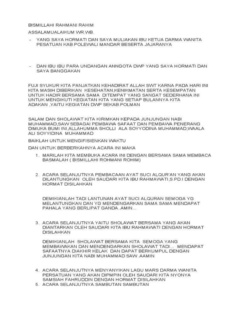 Susunan Acara DWP | PDF