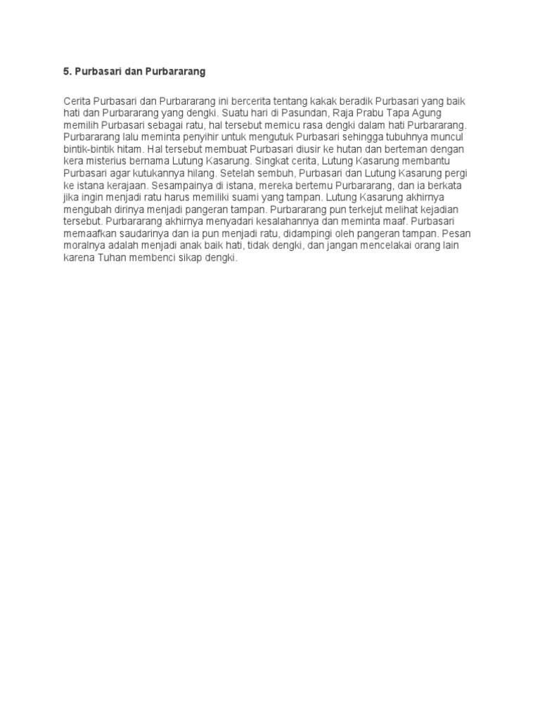 Purbasari Dan Purbararang | PDF