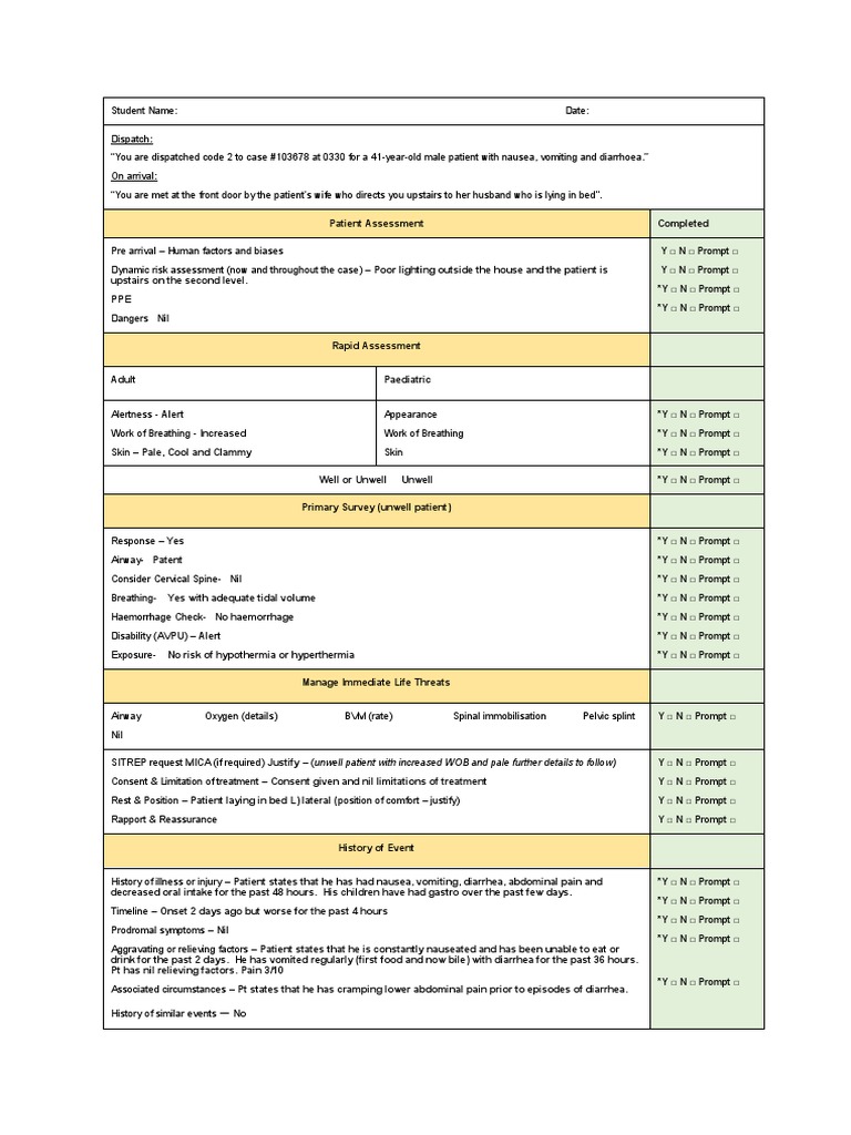 Practice Scenario Marking Criteria | PDF
