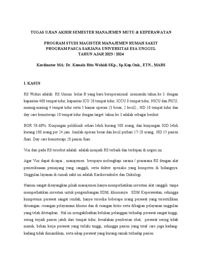 Tugas Akhir Manajemen Kep. 28072023 | PDF | Sains & Matematika