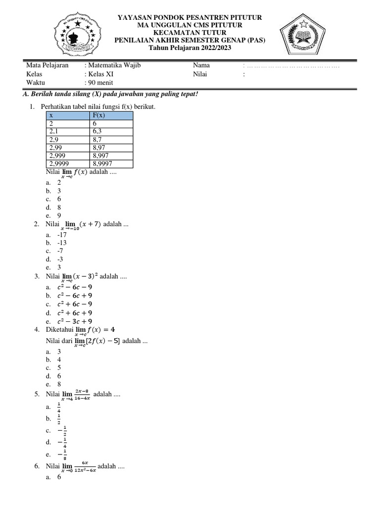 Matematika Wajib Kelas XI | PDF | Metode & Bahan Ajar | Komputer