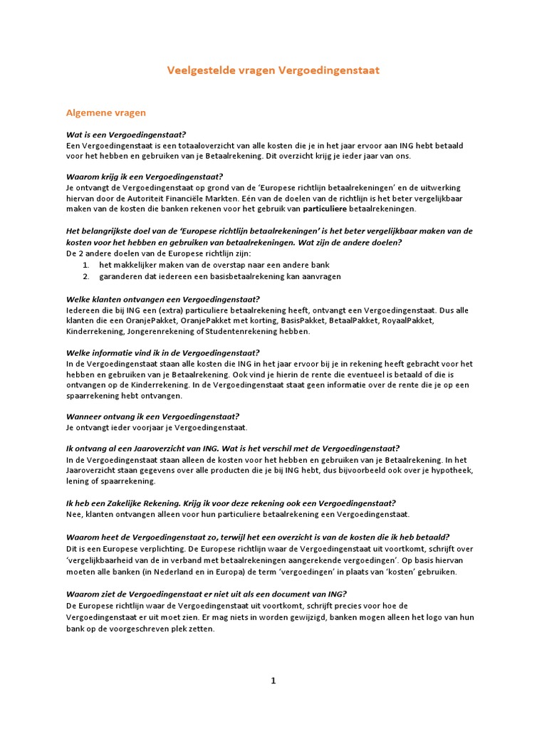 ExterneFAQ Vergoedingenstaat 2022 | PDF