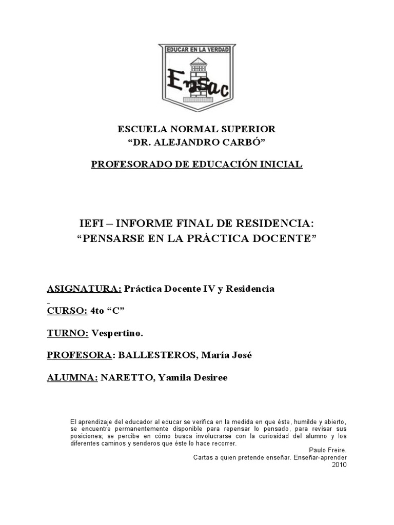 Informe Final de Residencia | PDF