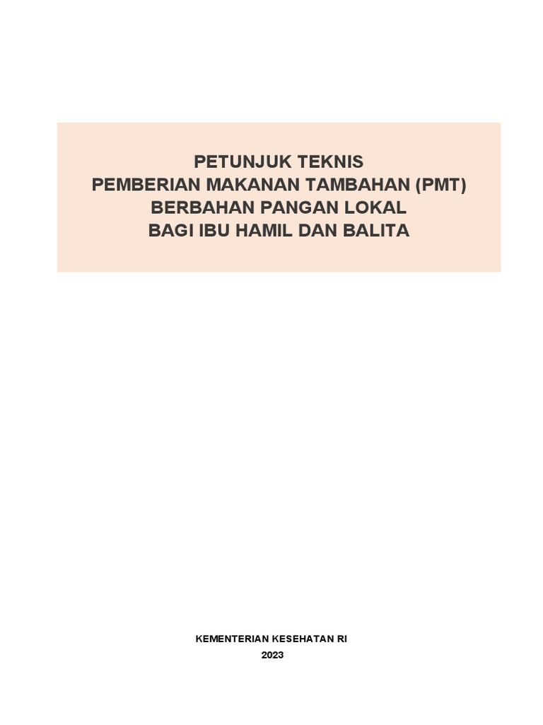 Juknis PMT Lokal Balita Dan Bumil | PDF