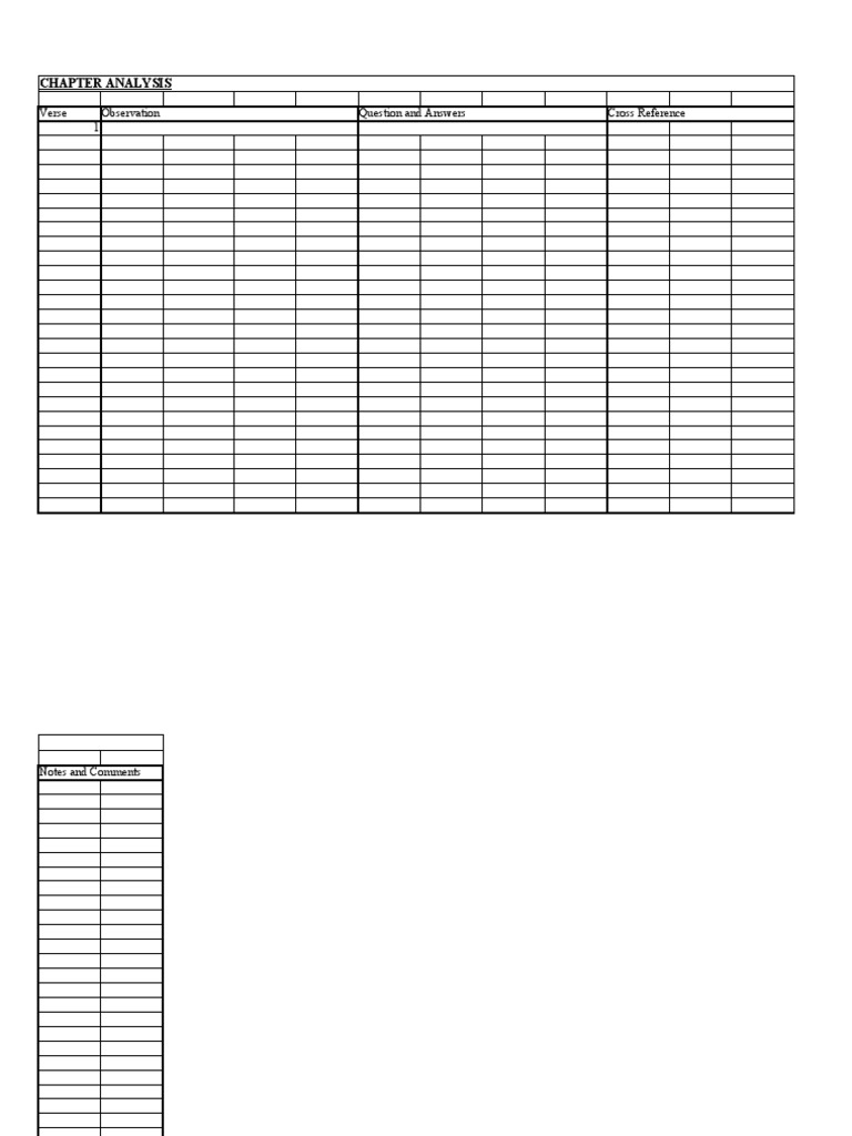 Chapter Analysis: Verse Observation Question and Answers Cross ...