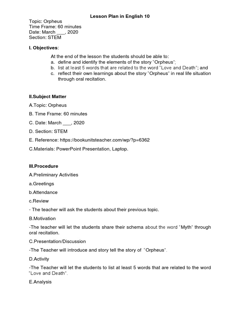 PT Lesson Plan | PDF