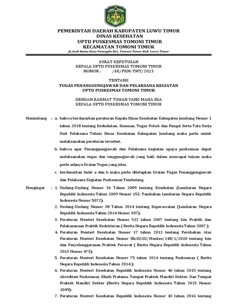 SK PJ Dan Tupoksi 2023 | PDF