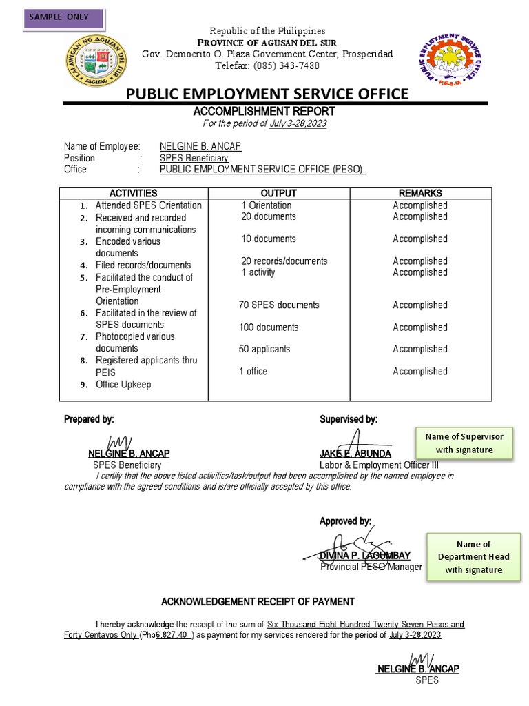 Accomplishment Report Sample | PDF | Business | Economies