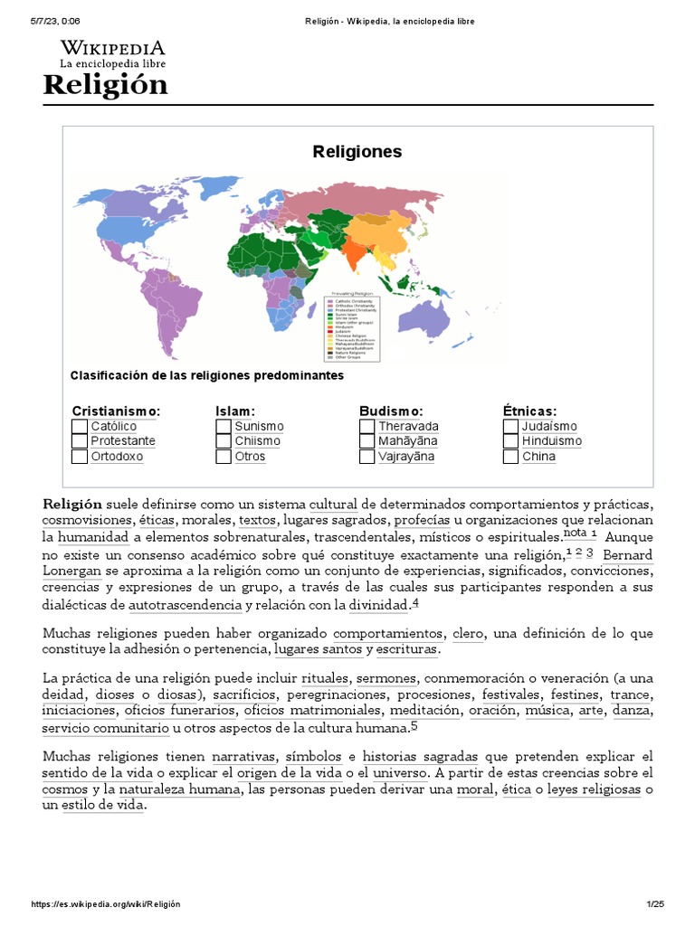Religión - Wikipedia, La Enciclopedia Libre | PDF