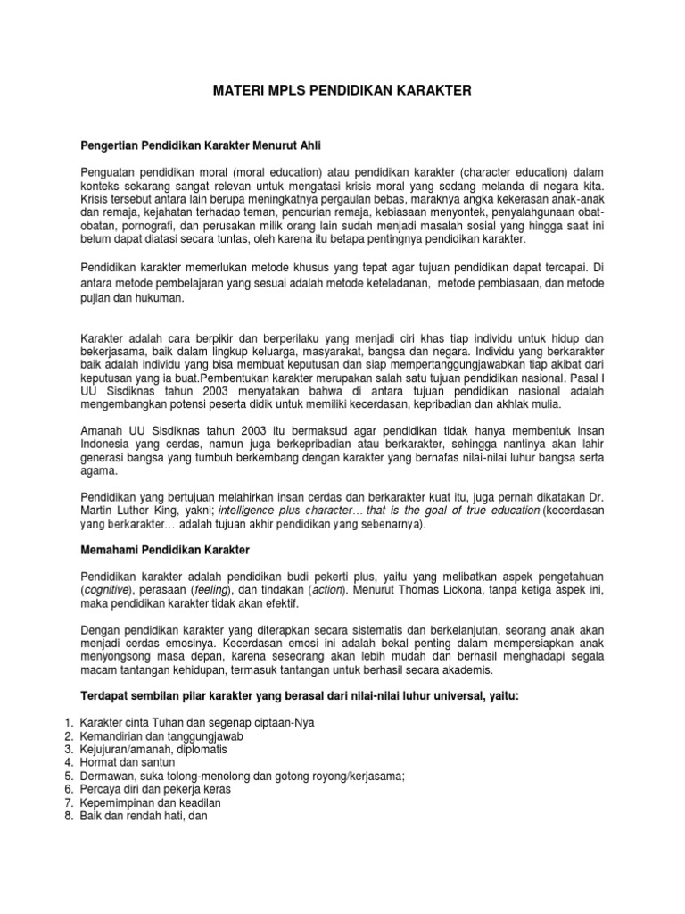 Pendidikan Karakter | PDF