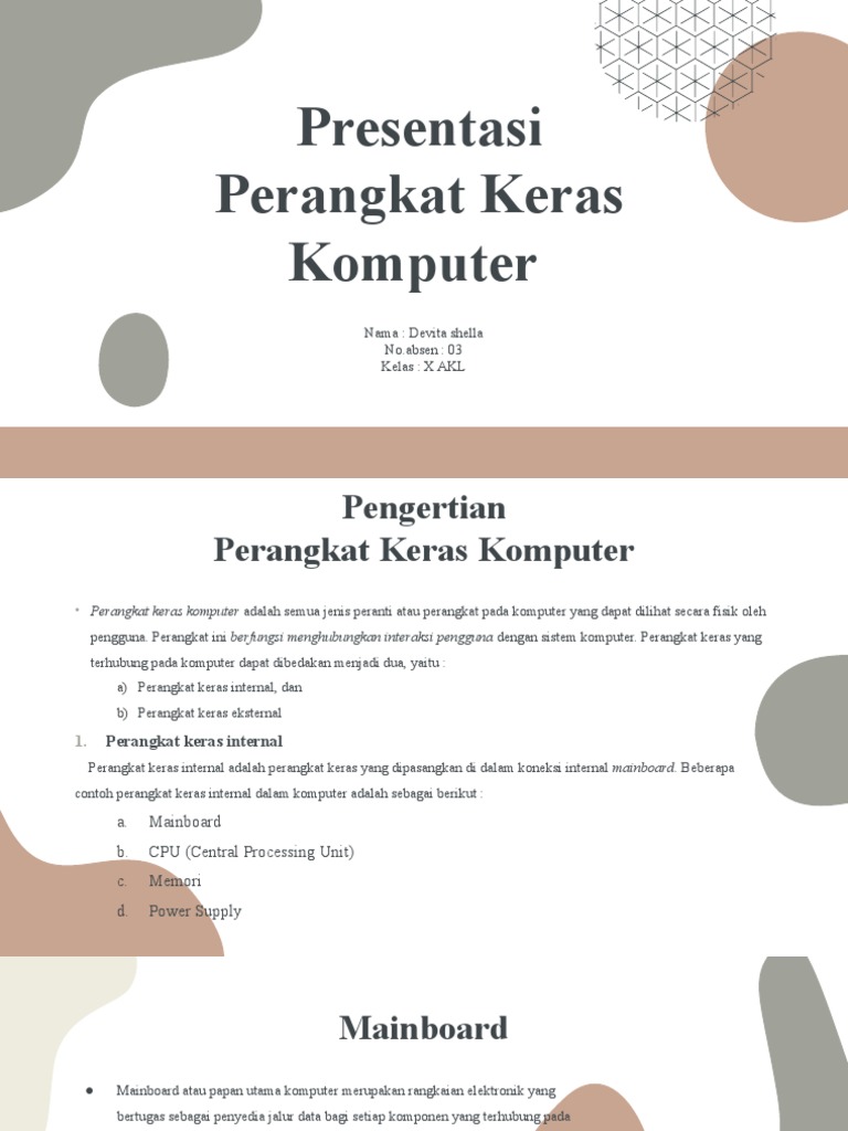 Perangkat Keras Komputer: Internal & Eksternal | PDF | Teknologi & Rekayasa