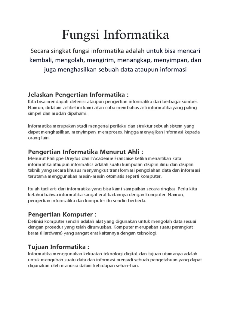 Fungsi Informatika | PDF