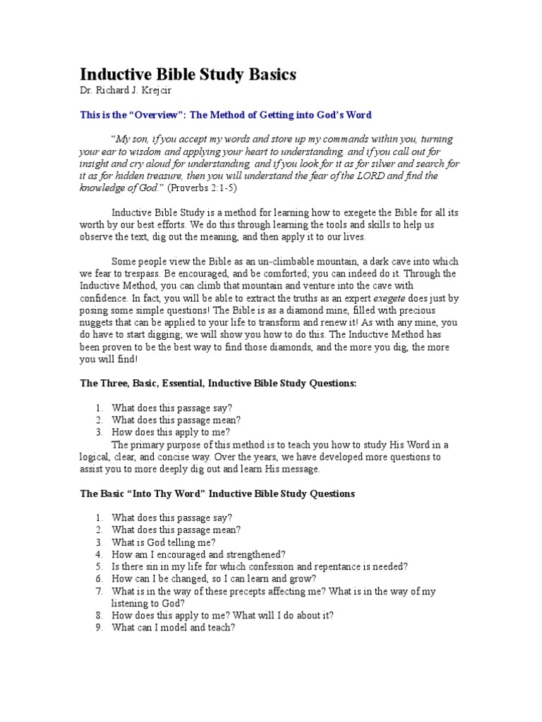 Inductive Bible Study Basics | PDF | Bible Study (Christian) | Repentance