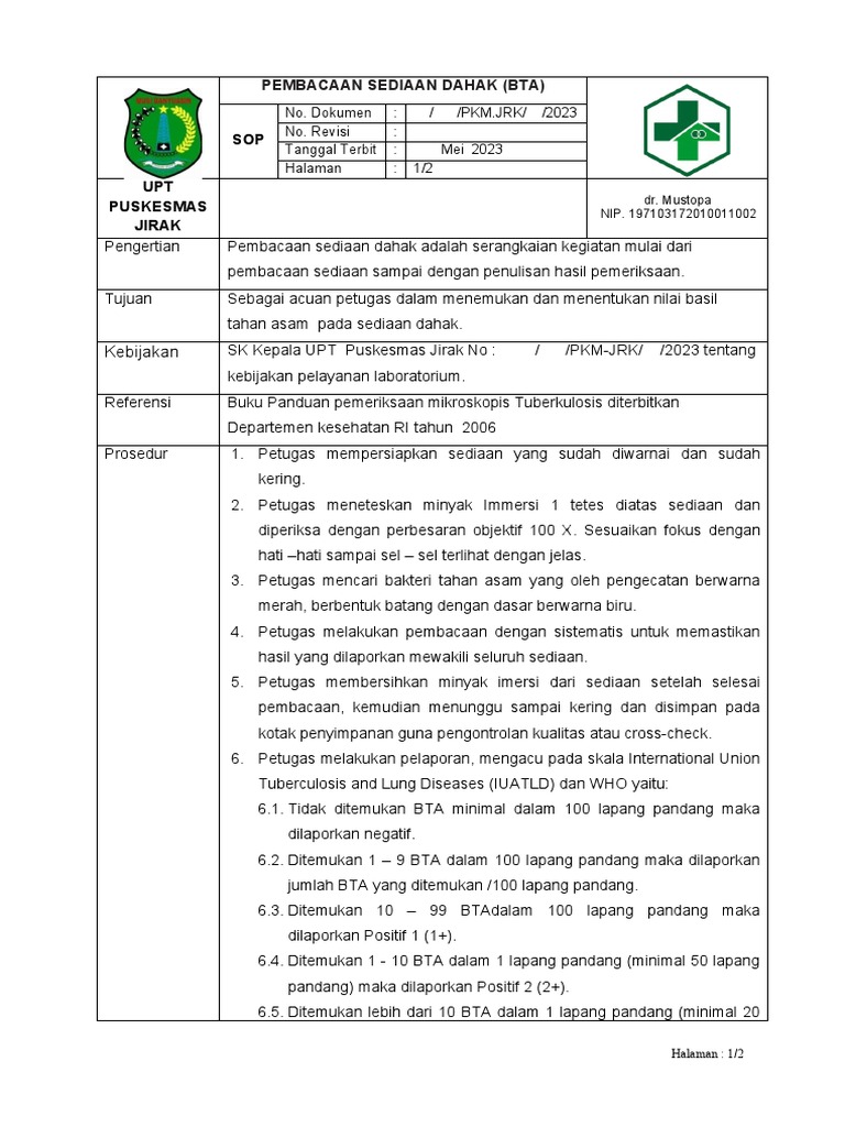 Sop Pembacaan Slide TB | PDF