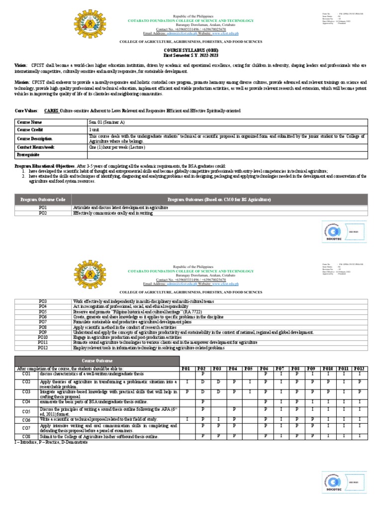 Sem A Undergraduate Seminar Outlining | PDF | Thesis | Statistics