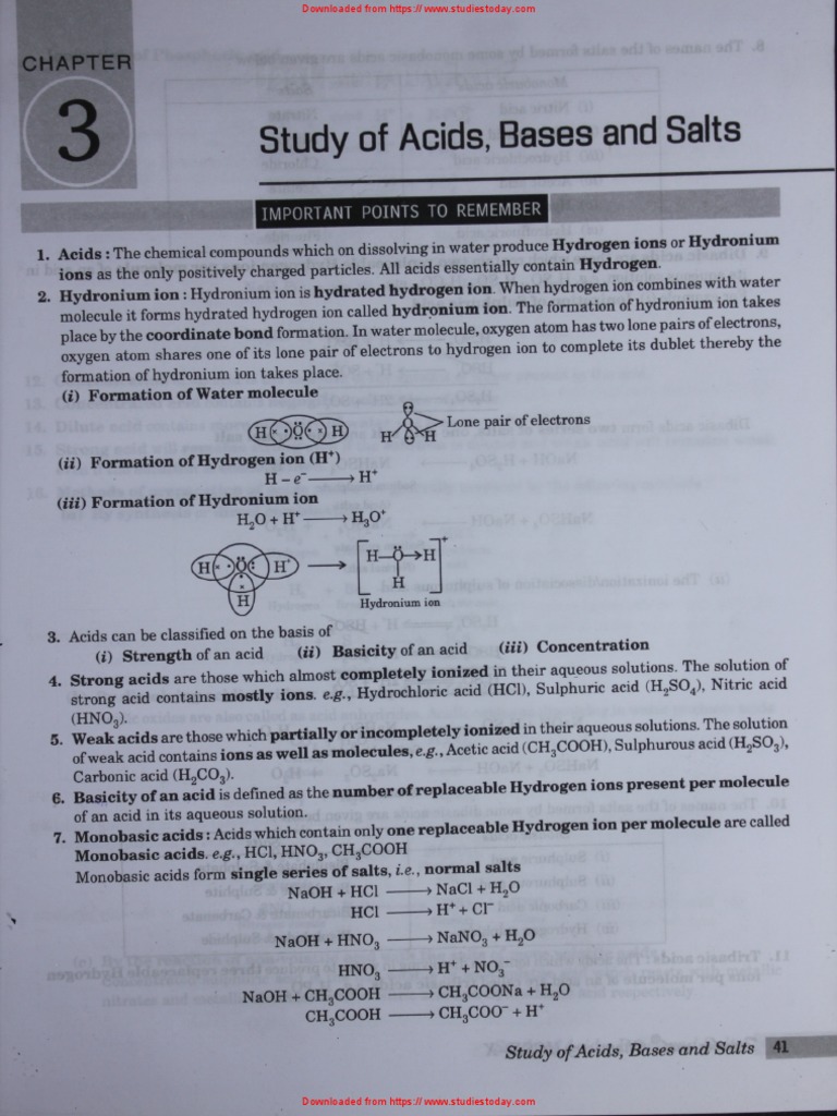 ICSE Rachna Class 10 Chemistry Chapter 03 Study of Acids Bases and ...