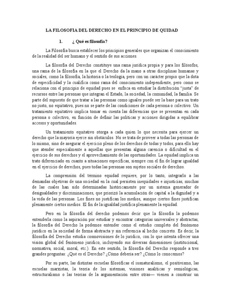 La Filosofia Del Derecho en El Principio de Quidad | PDF | Justicia ...