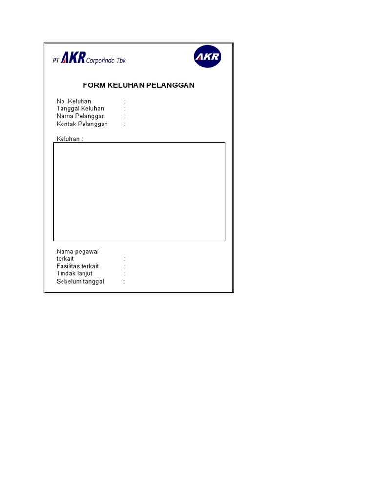 Form Keluhan Pelanggan | PDF