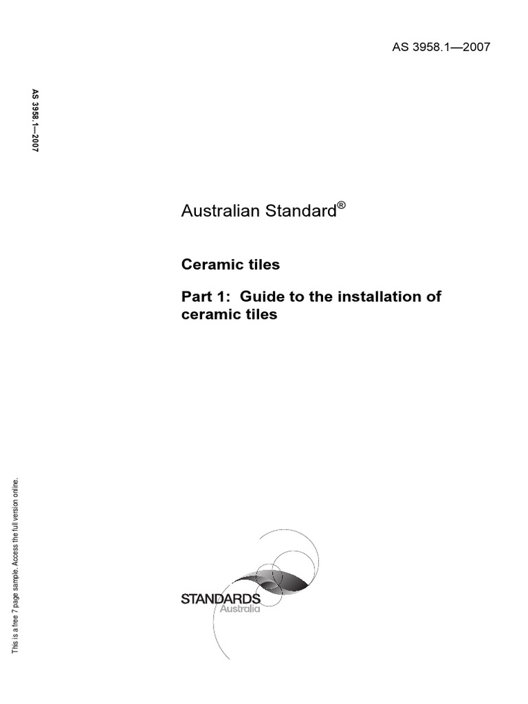 Dokumen - Tips - As 39581 2007 Ceramic Tiles Guide To The Installation 39583 Guide To The | PDF ...