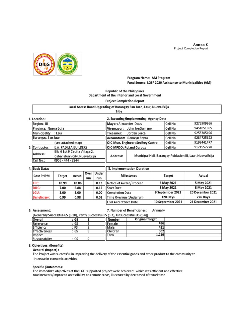 Project Completion Report | PDF | Monitoring And Evaluation | Business