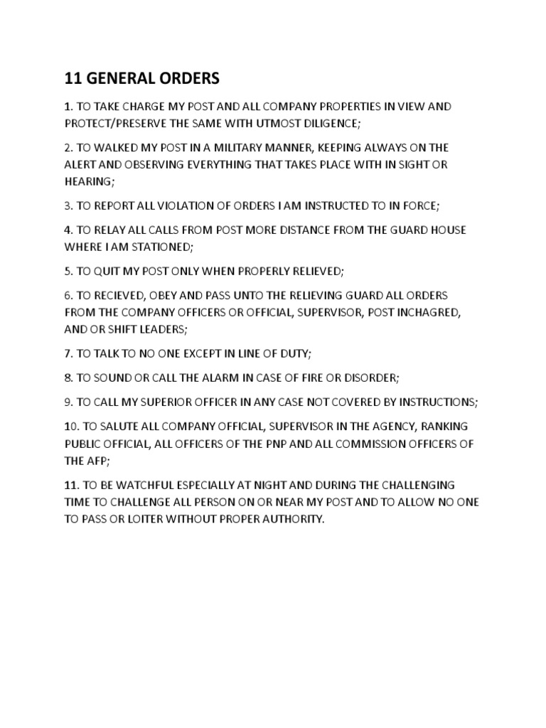 11 General Orders | PDF