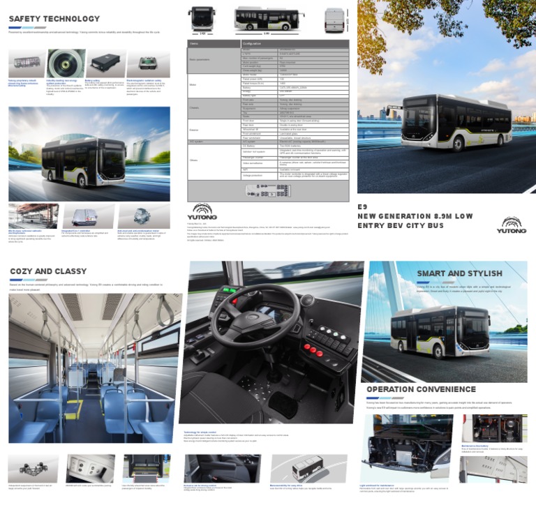 Safety Technology: E9 New Generation 8.9M Low Entry Bev City Bus | PDF
