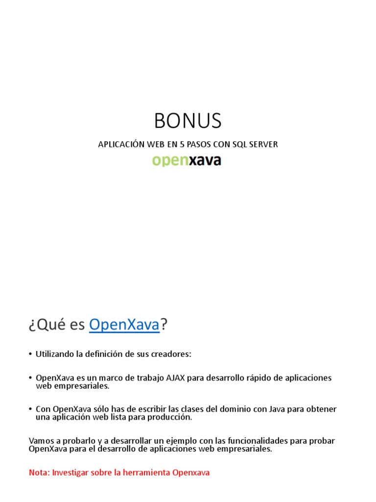 Bonus - Herramienta Desarrollo Rápido - OpenXava | PDF