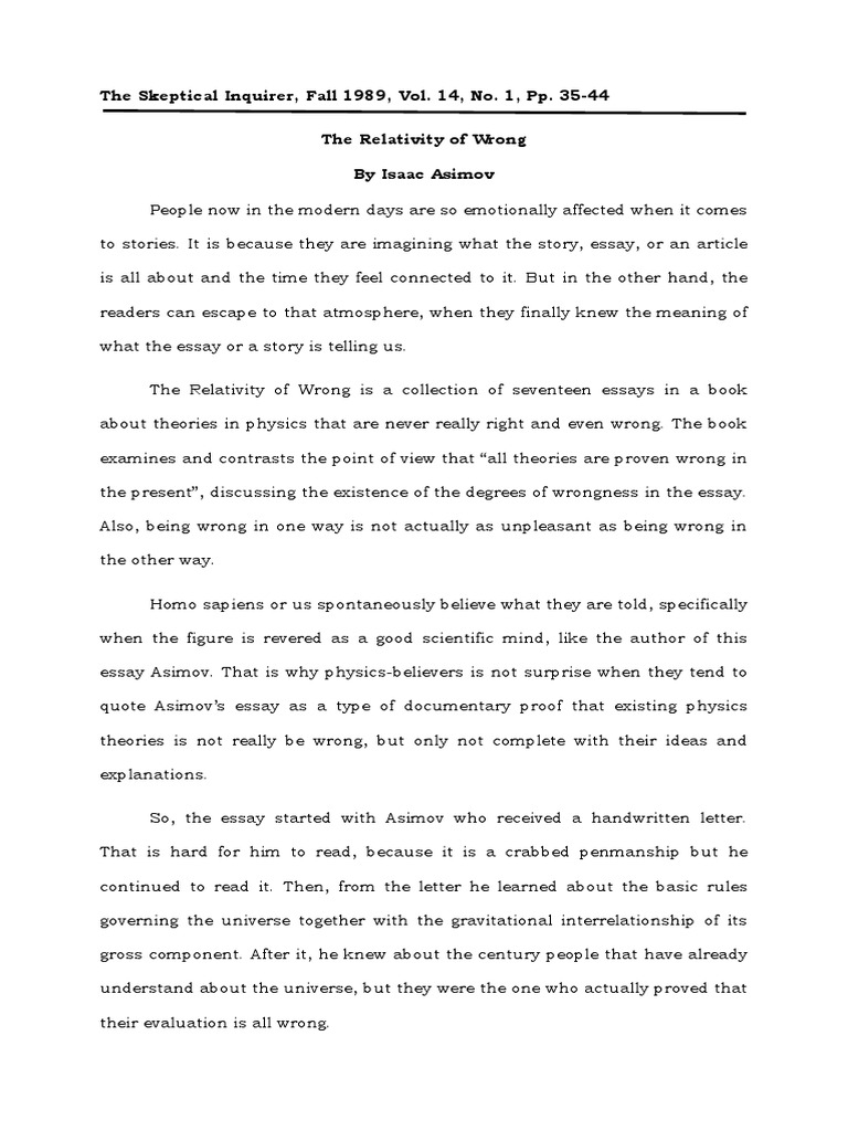 The Relativity of Wrong | PDF