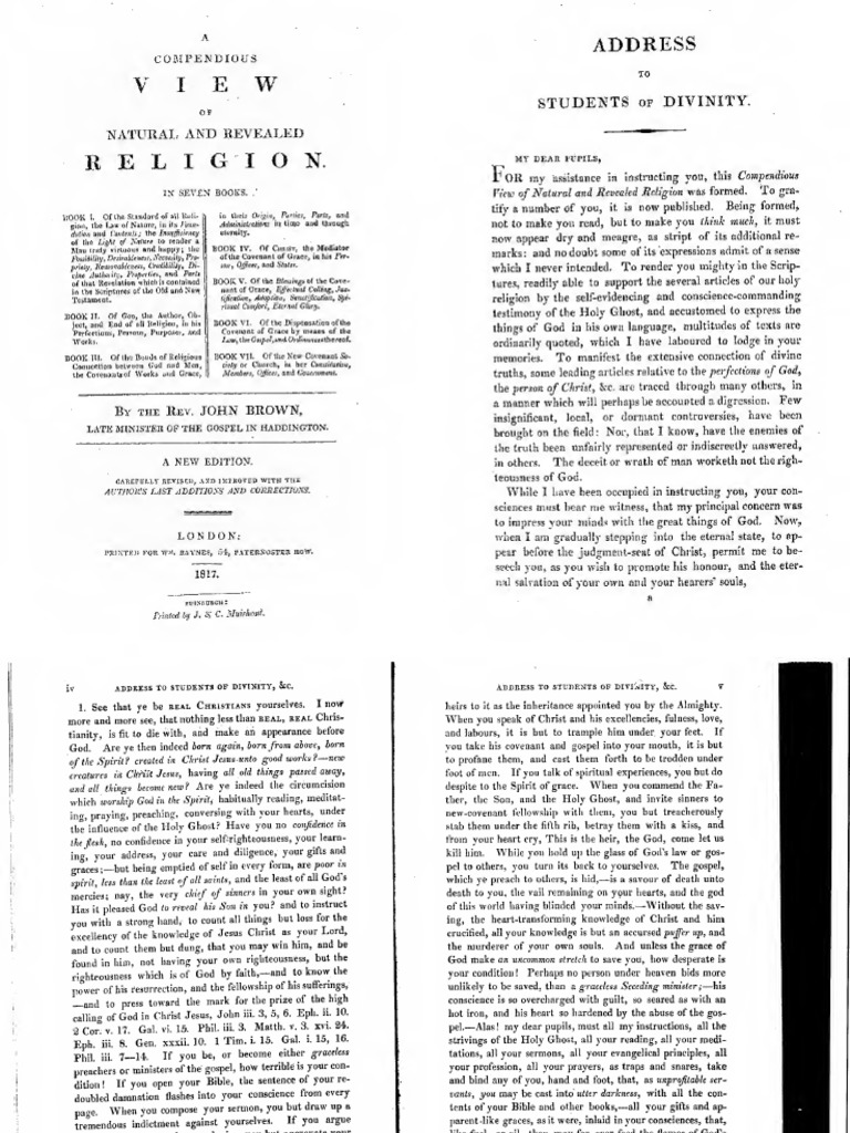 The Systematic Theology by Scottish John Brown of Haddington 1722 - 1787 | PDF