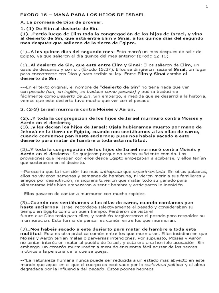 Éxodo 16 El Mana en El Desierto | PDF
