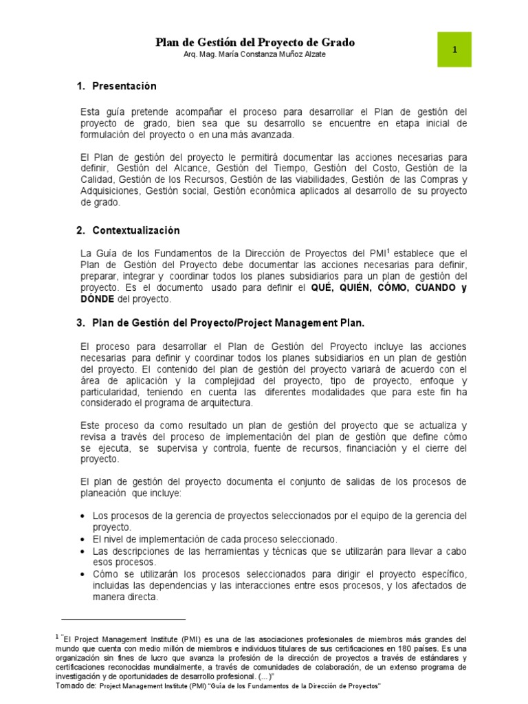 Plan de Gestion | PDF | Gestión de proyectos | Gestión de la calidad