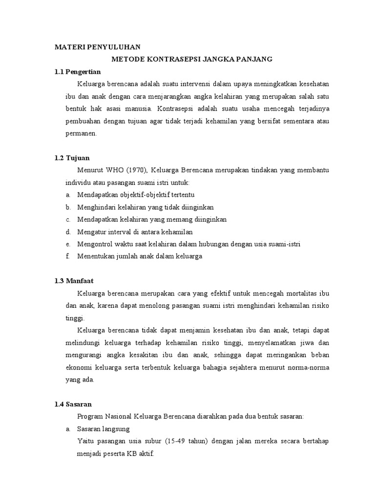 Materi Penyuluhan KB | PDF