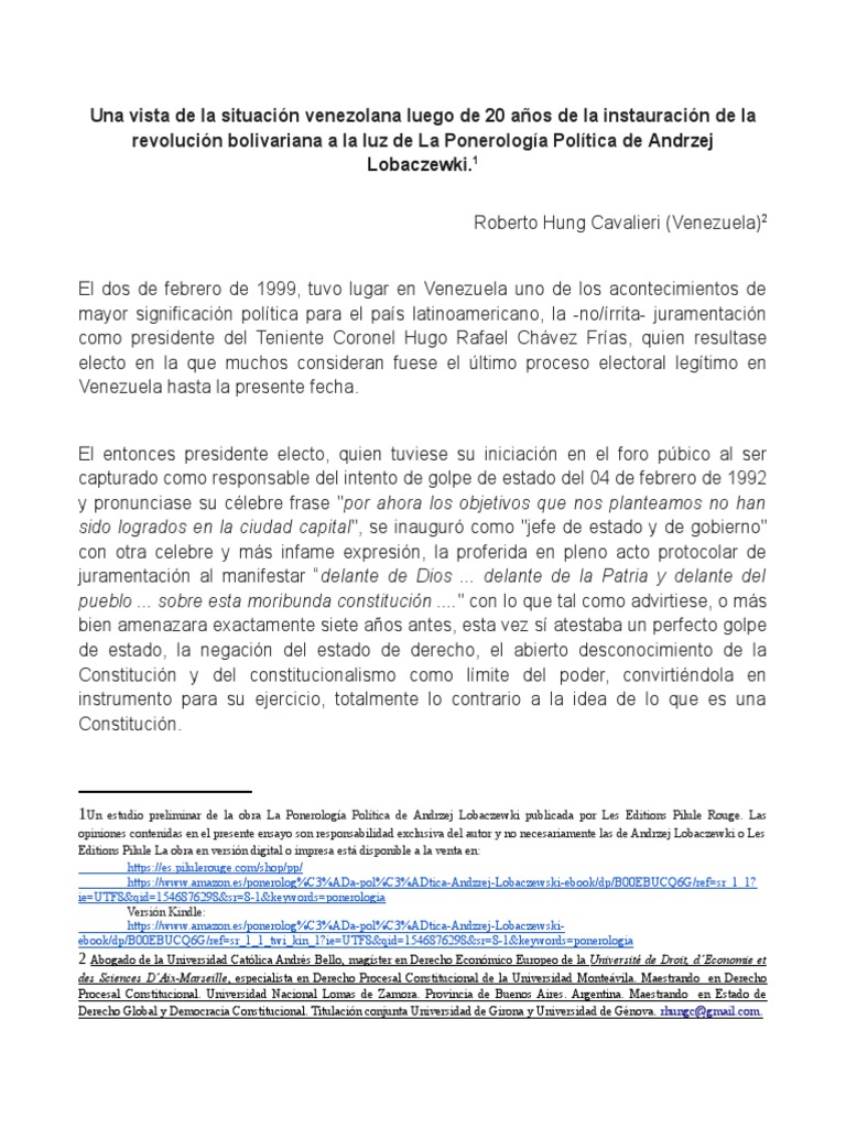 Situacion Venezolana A La Luz de La Ponerologia Politica de Lobaczewski ...