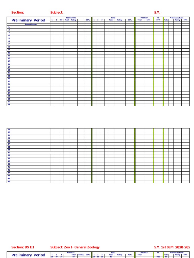 Preliminary Grades for BS III Students | PDF