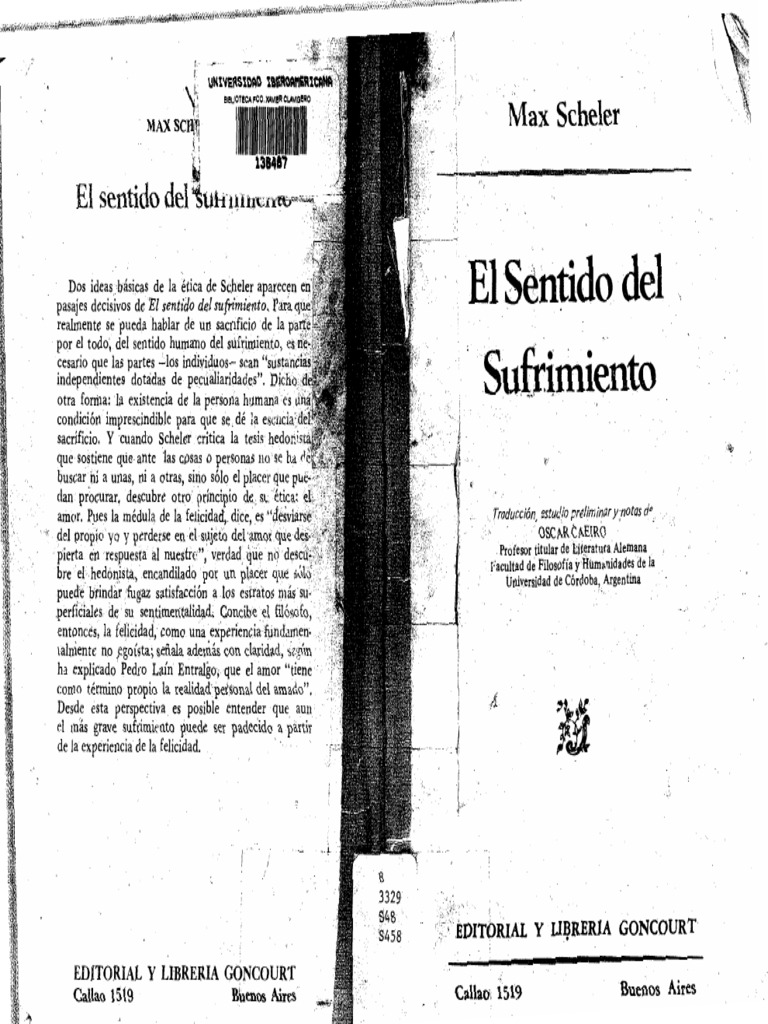 El Sentido Del Sufrimiento Scheler | PDF