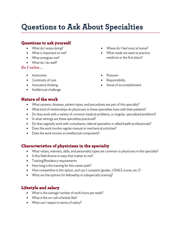 Medical Specialty Selection Guide | PDF | Self-Improvement | Lifestyle