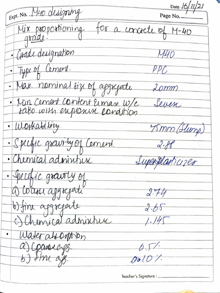 Page No. - : Teacher's Signature | PDF