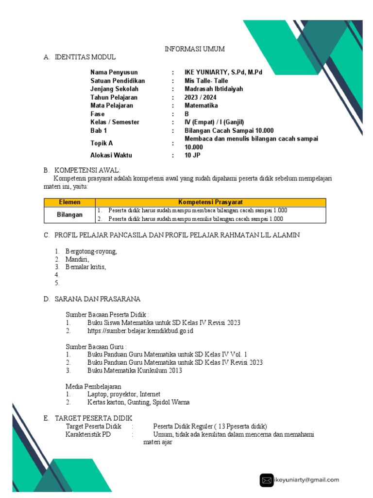 Modul Ajar Matematika 1 | PDF | Karier & Perkembangan | Sains & Matematika