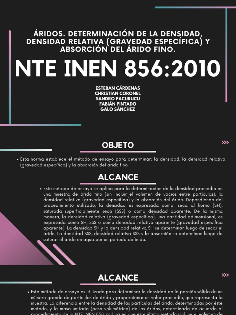 Áridos. Determinación de La Densidad, Densidad Relativa (Gravedad ...
